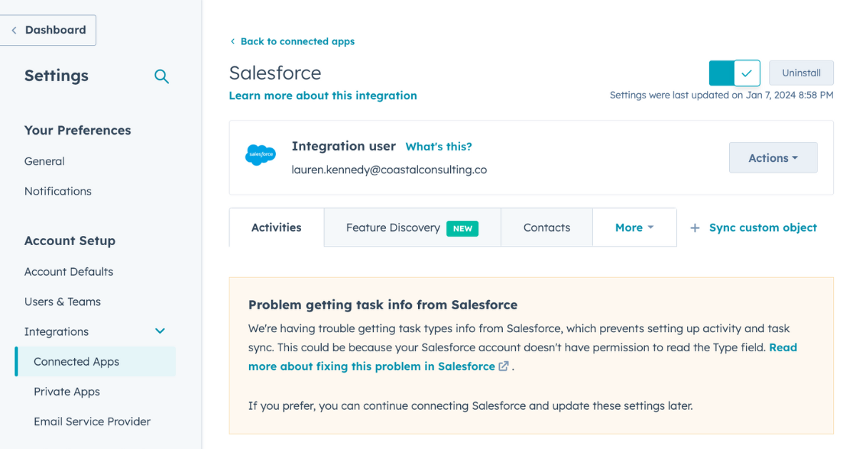 HubSpot Salesforce Activity Sync HubSpot Salesforce Activity Sync
